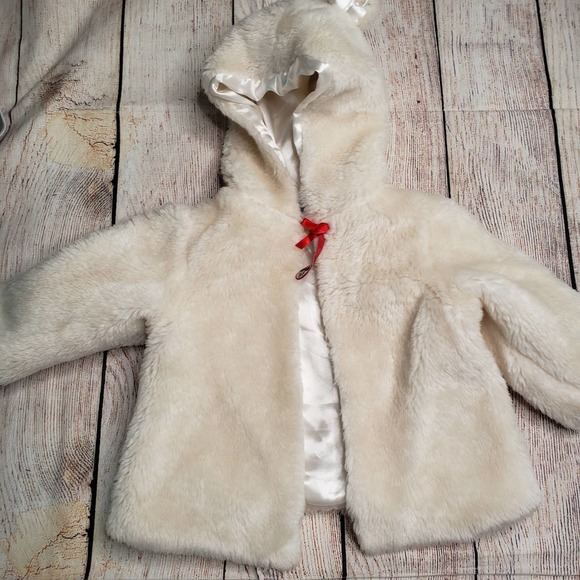 Disney | Jackets & Coats | Disney Baby Off White Fuzzy Girls Hooded ...